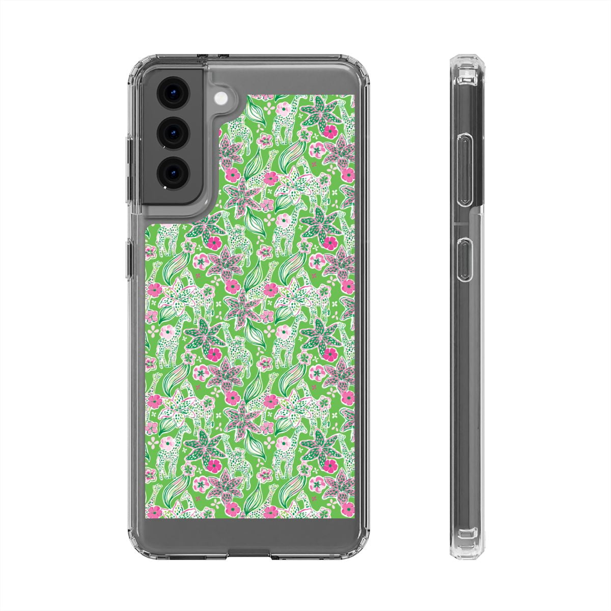 Clear Hybrid Shockproof Case for Samsung Galaxy S21 - Giraffes in Pink ...