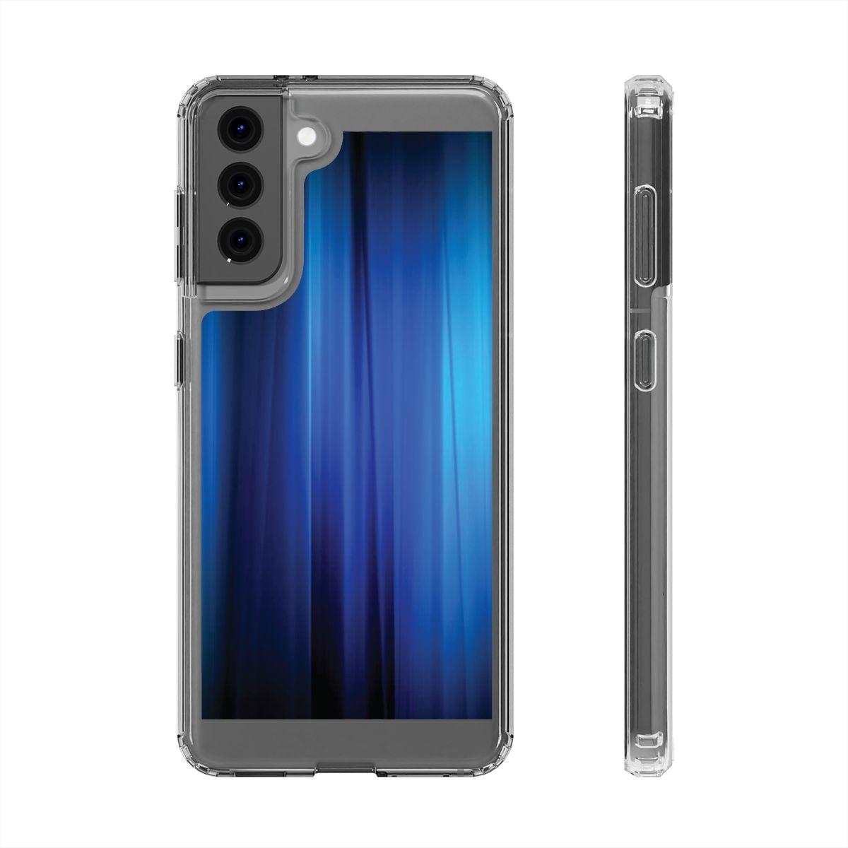 Clear Hybrid Shockproof Case for Samsung Galaxy S21 PLUS - Vibrant Blue Light Rays Design ...