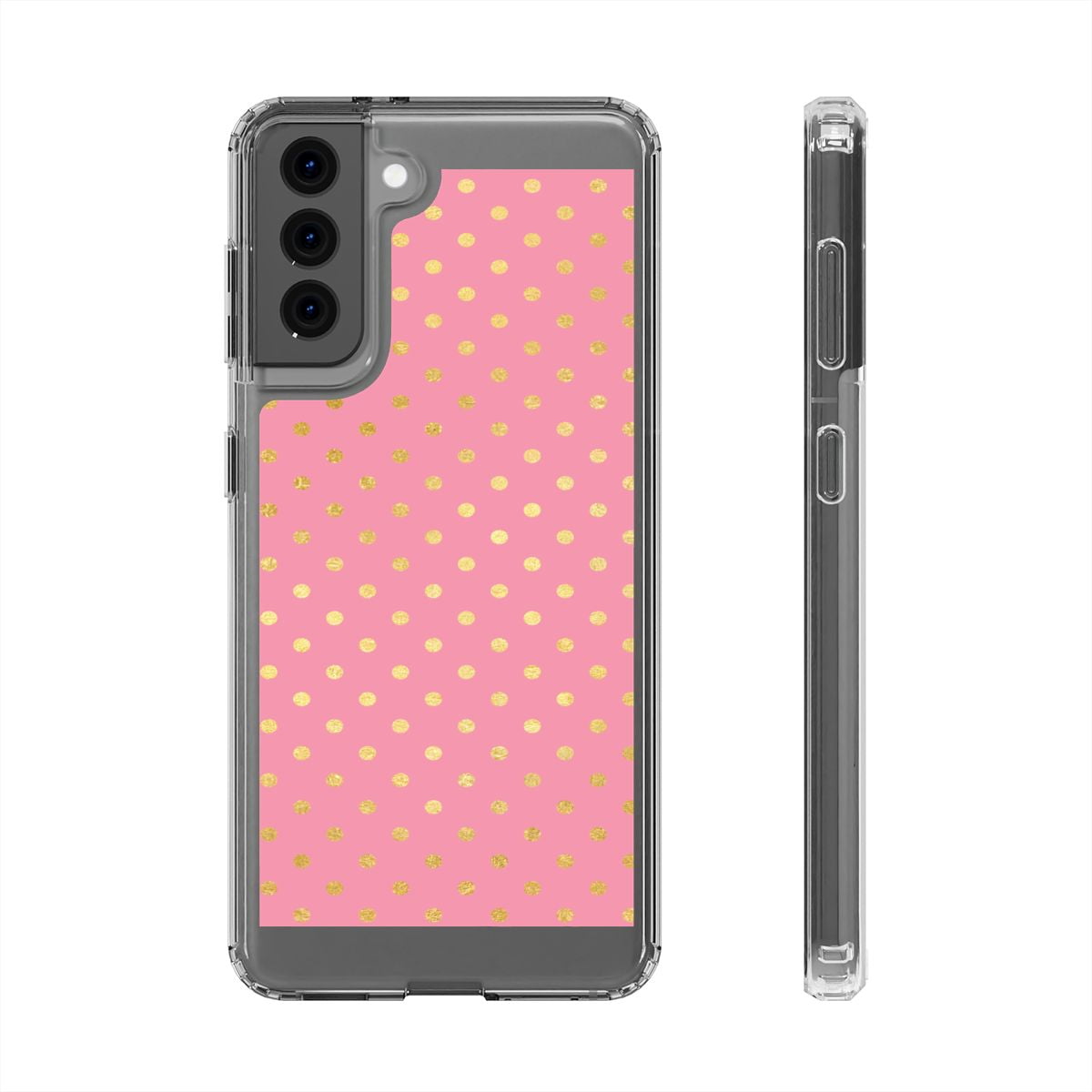 Clear Hybrid Shockproof Case for Samsung Galaxy S21 - Pink Gold Glitter ...