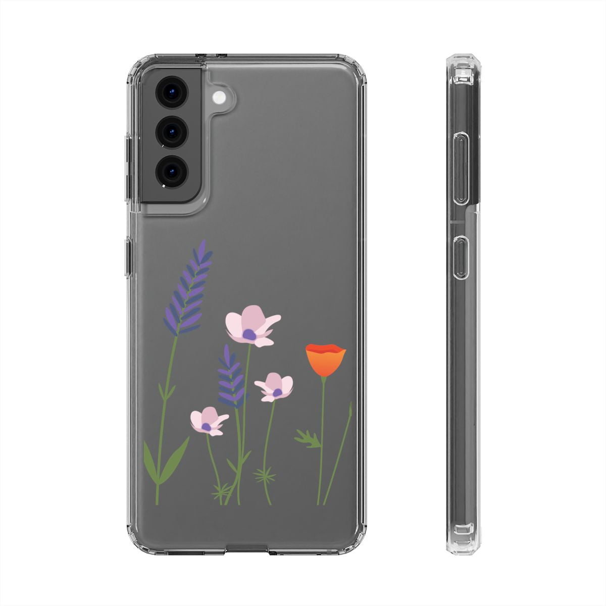Clear Hybrid Shockproof Case for Samsung Galaxy S21 - Wildflower ...