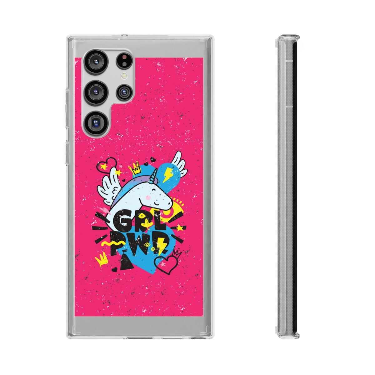 Clear Hybrid Shockproof Case for Samsung Galaxy S22 ULTRA - GRL PWR Unicorn Hearts Graffiti ...