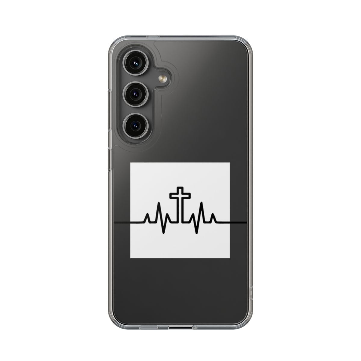 Clear Hybrid Shockproof Case for Samsung Galaxy S24 - Heartbeat Cross ...