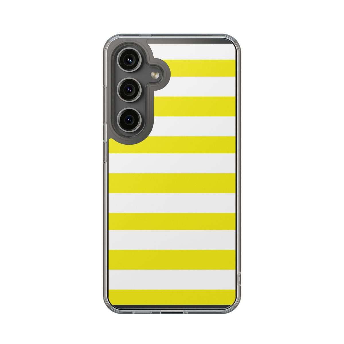 Clear Hybrid Shockproof Case for Samsung Galaxy S25 - Bold Yellow and White Stripes Pattern ...