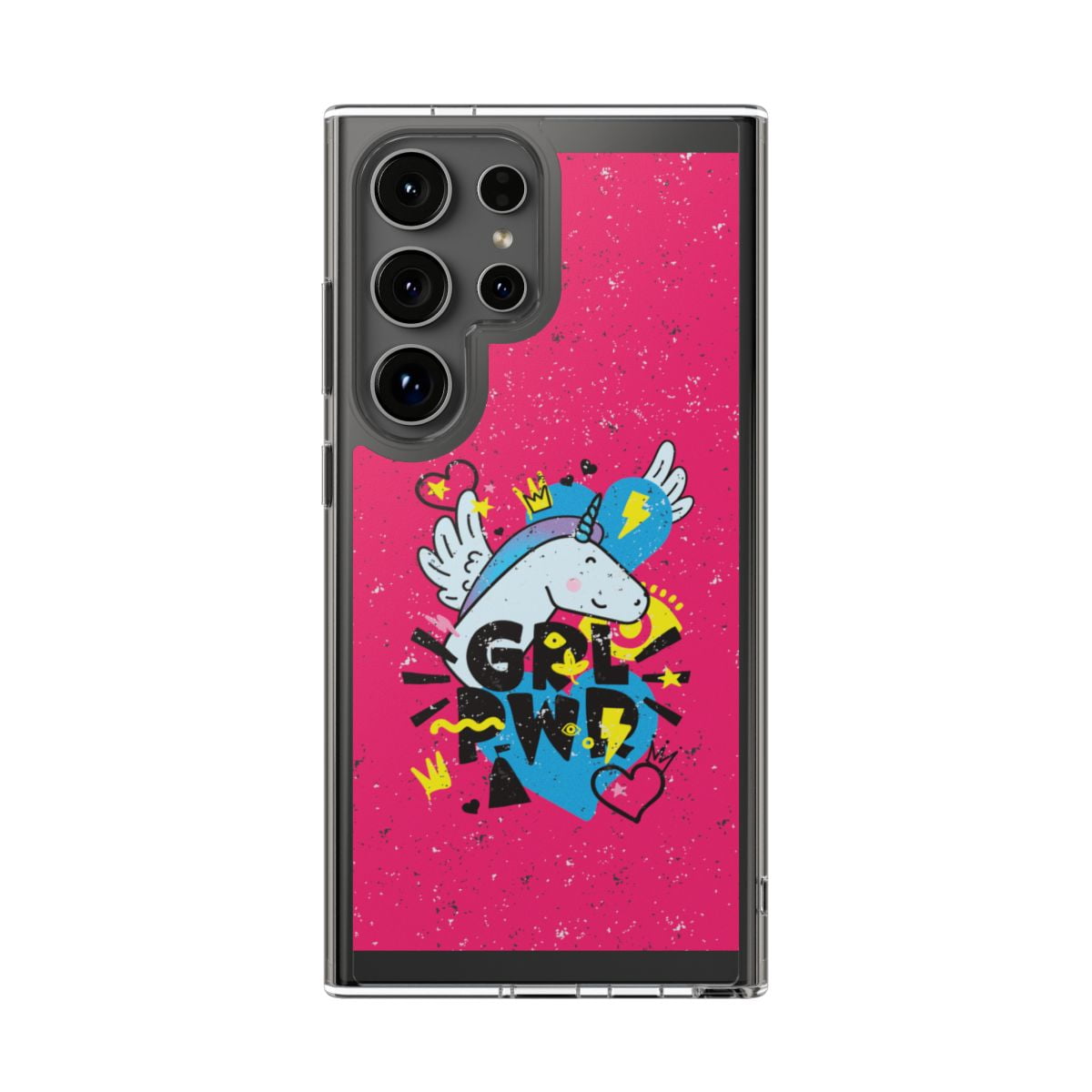 Clear Hybrid Shockproof Case for Samsung Galaxy S25 ULTRA - GRL PWR Unicorn Hearts Graffiti ...