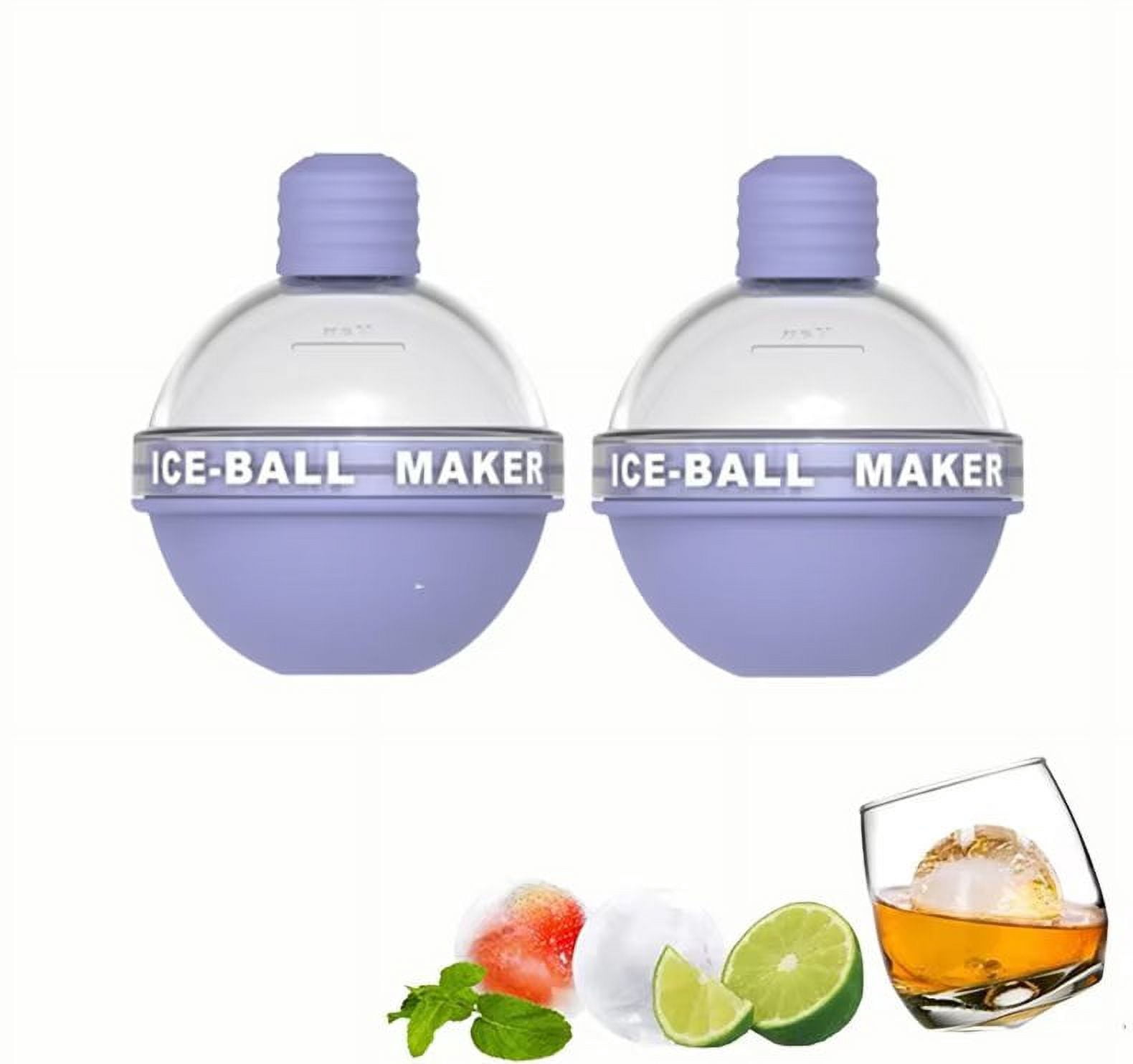 Clear Ice Ball Maker - 2 Pack Silicone Ice Cube Maker, Round Ice Mold ...