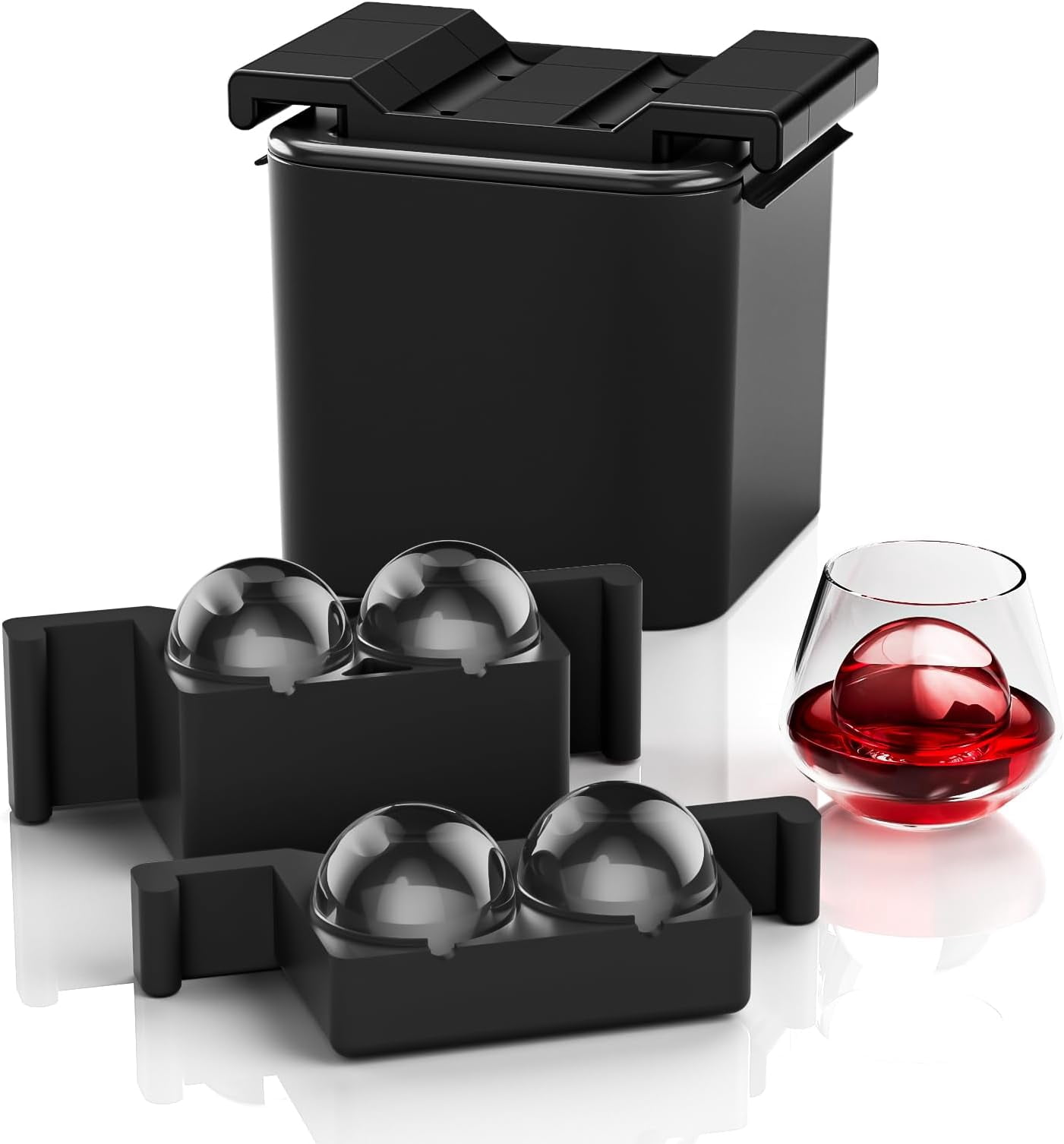 Clear Ice Ball Maker Mold,4 Cavity Ice Sphere Mold for ,2.36" Ice Ball ...