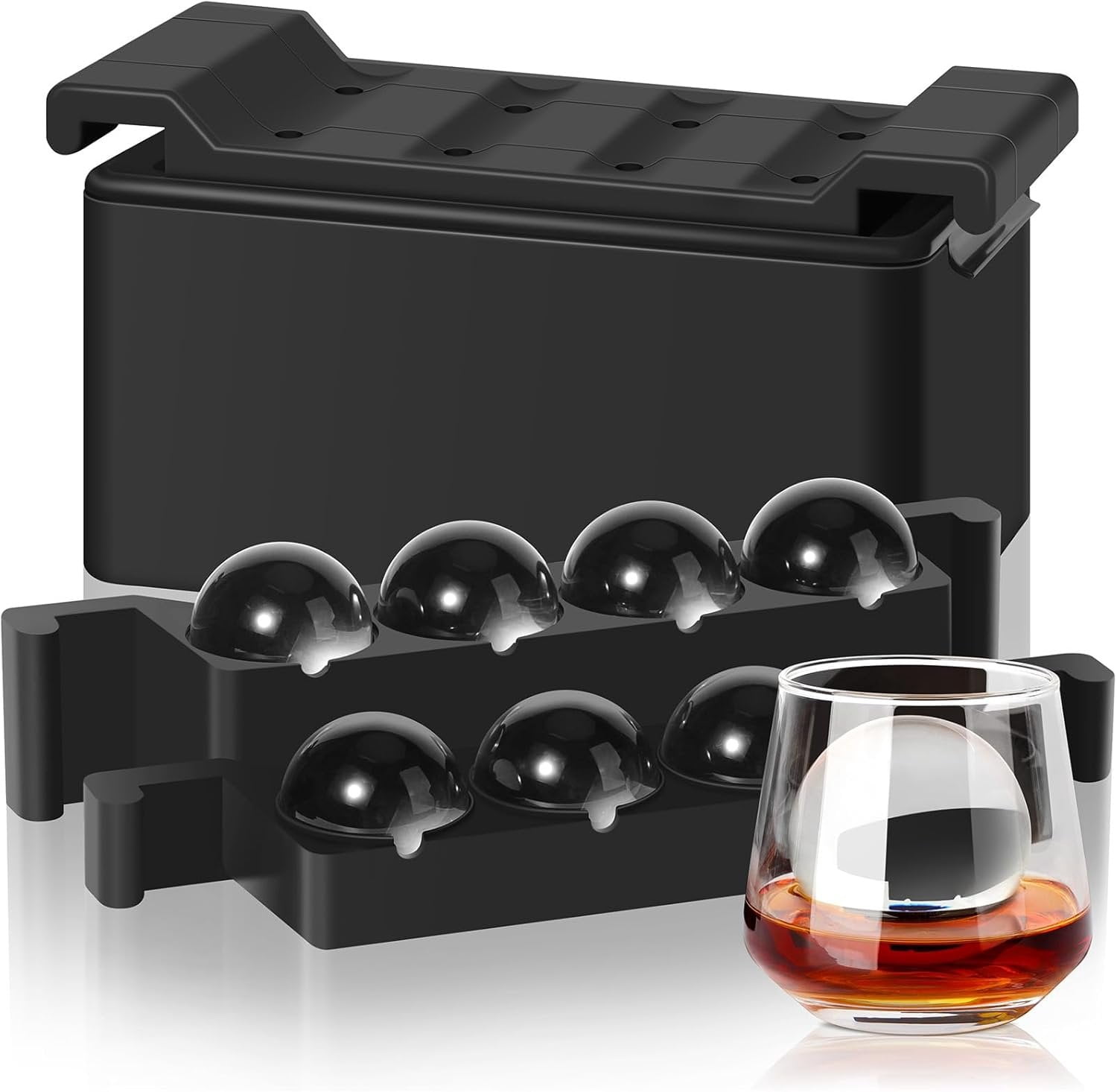 Clear Ice Ball Maker Mold, 8 Large Ice Cubes Mold, 2 Inch Round Ice ...