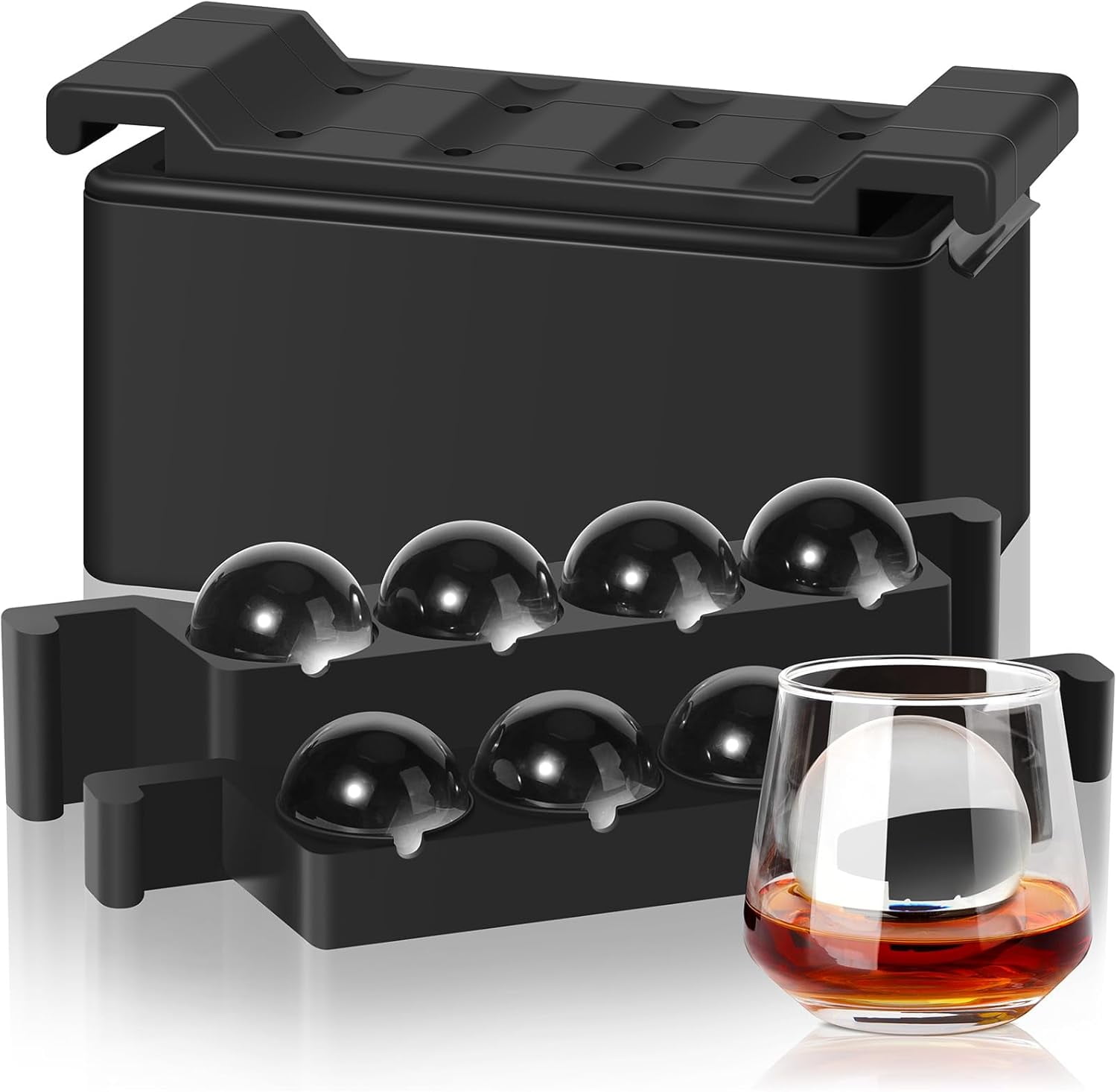 Clear Ice Ball Maker Mold, 8 Large Whiskey Ice Cubes Mold, 2 Inch Round ...