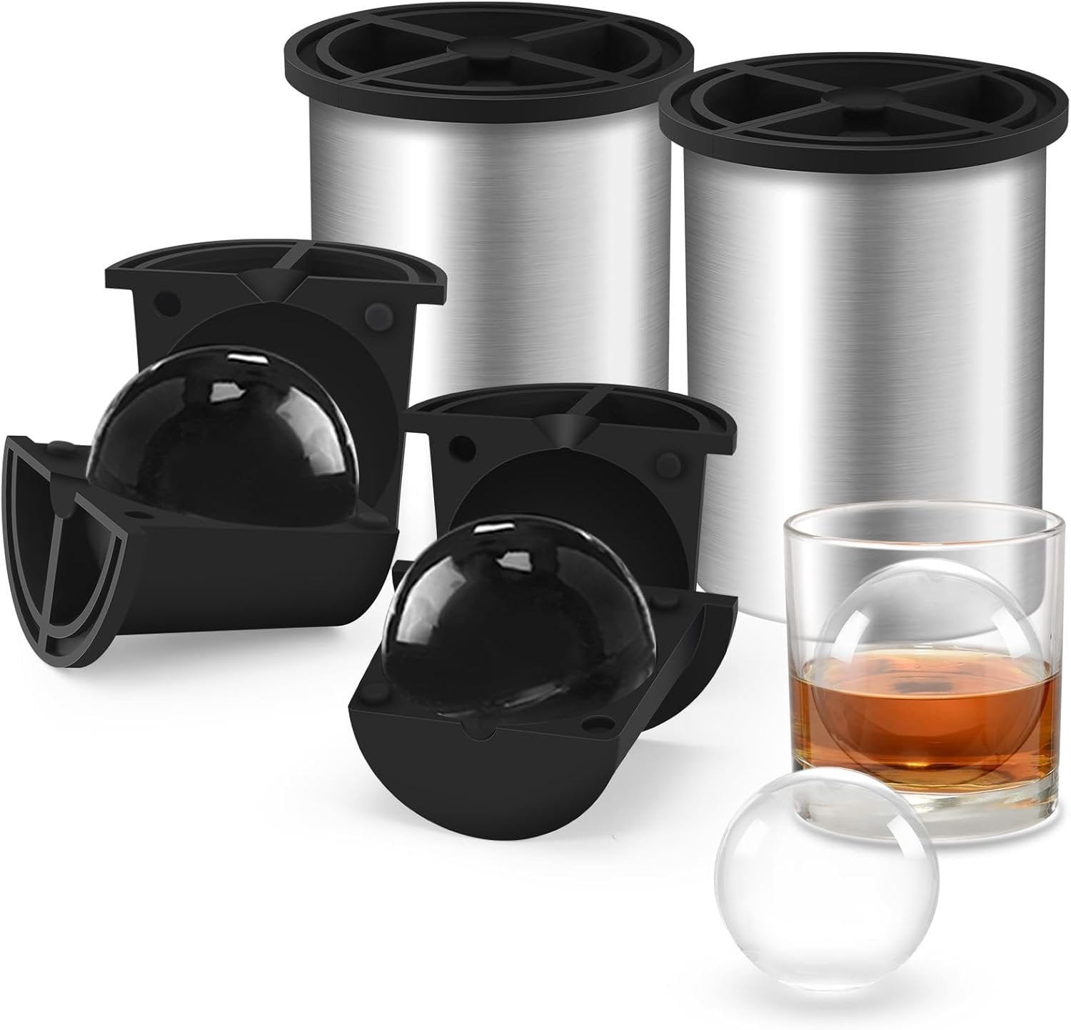 Clear Ice Cube Maker, 2.5 Inch Stainless Steel Large Clear Ice Ball ...