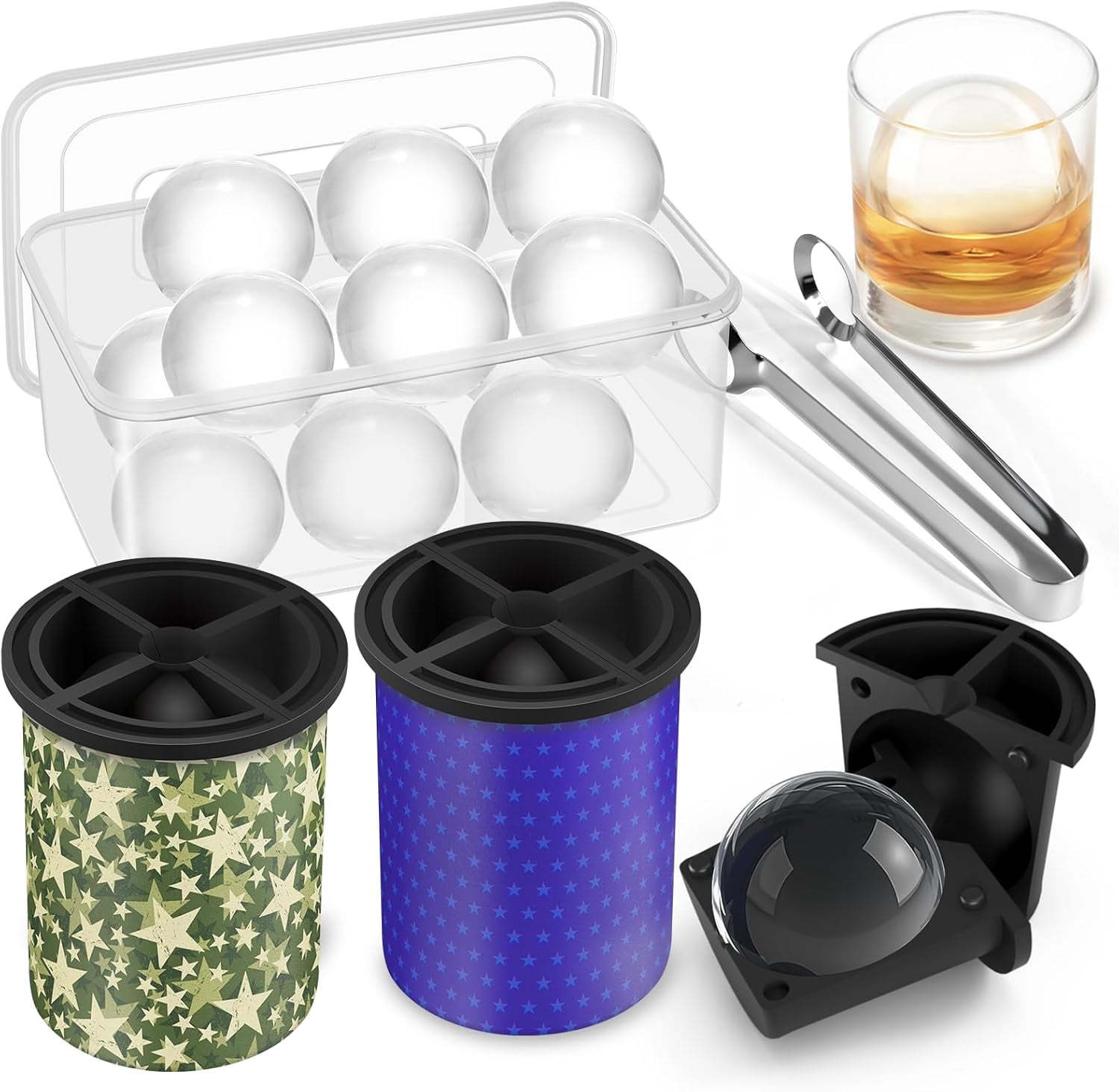 Clear Ice Cube Maker, 2 Pack Large Ice Cube Molds, Ice Ball Maker Mold ...