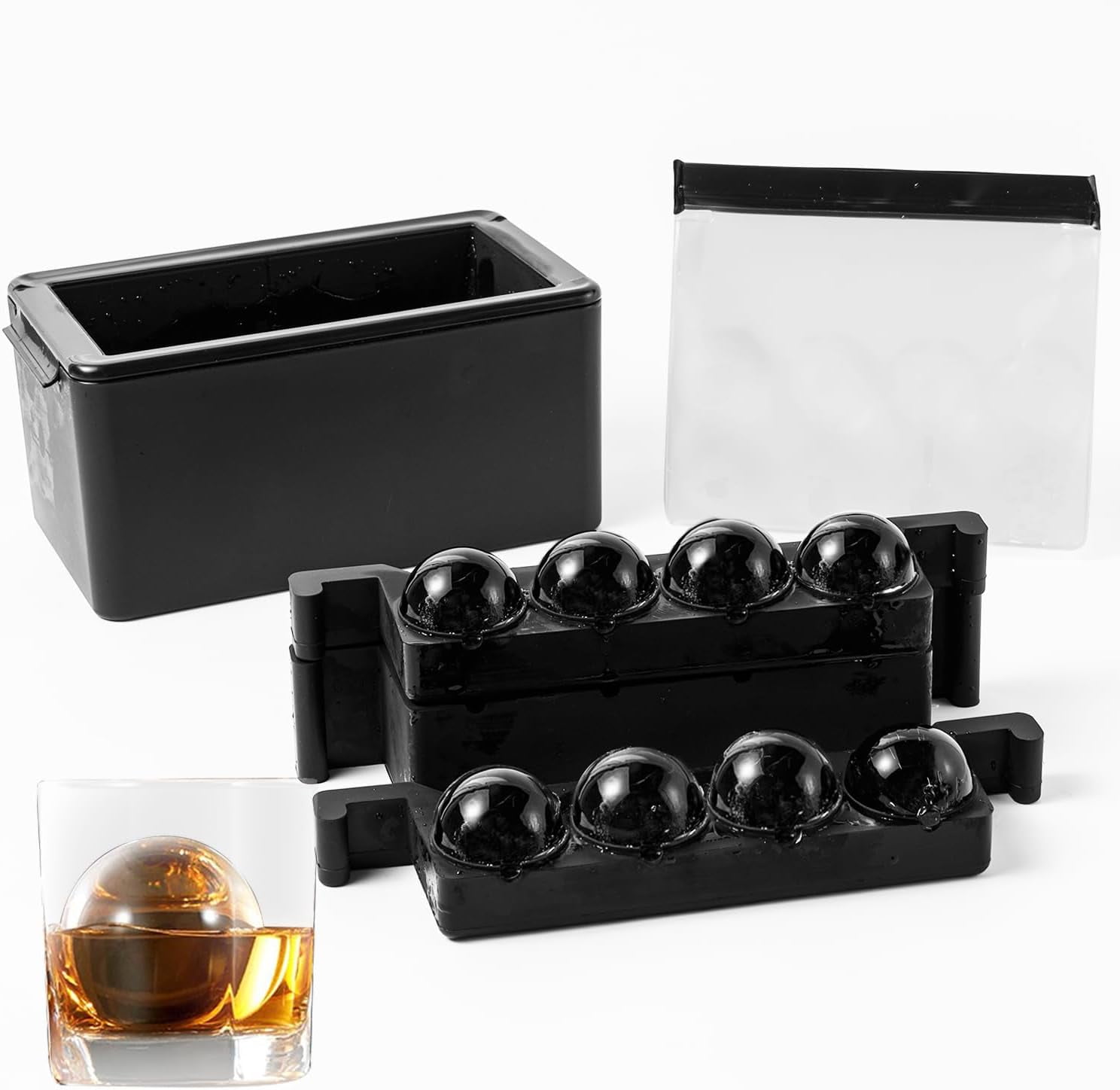 Clear Ice Cube Maker 8 Large Sphere Clear Ice Ball Maker Mold for ...