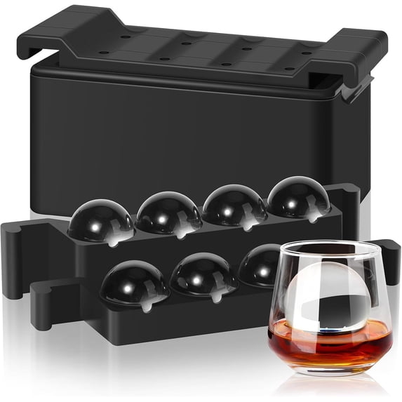 Clear Ice Cube Maker, 8 Large Whiskey Ice Cubes Mold, 2 Inch Silicone ...