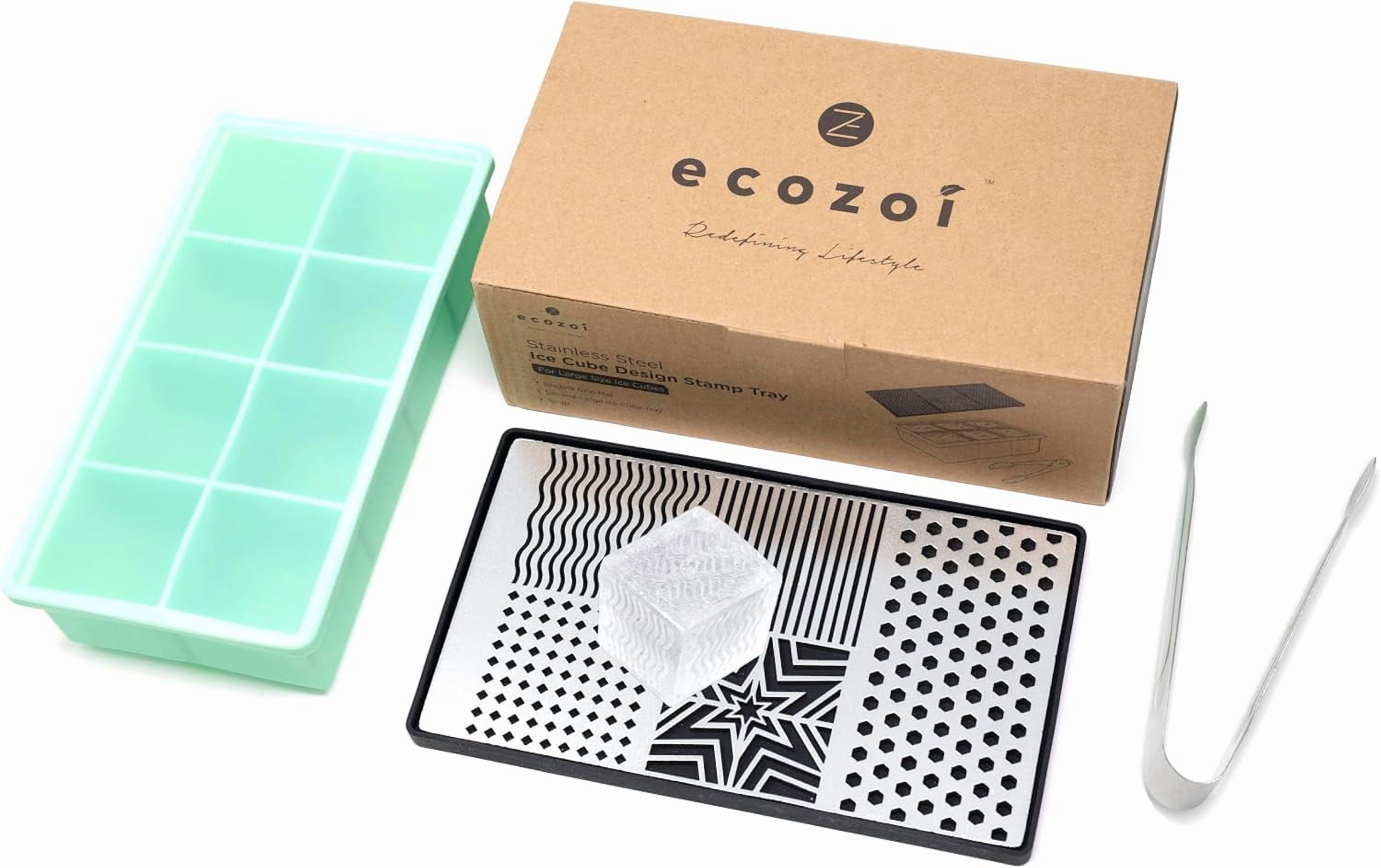 Clear Ice Cube Maker Design Tray - Stainless Steel with Silicone Drip ...