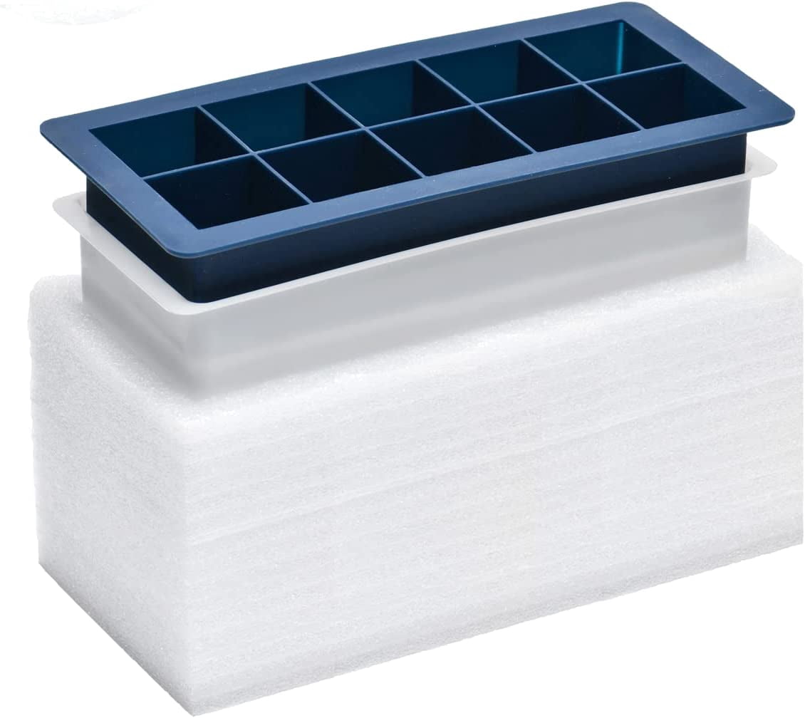 Clear Ice Cube Maker Silicone - Crystal Clear 2 Inch Ice Cube Tray,10 ...