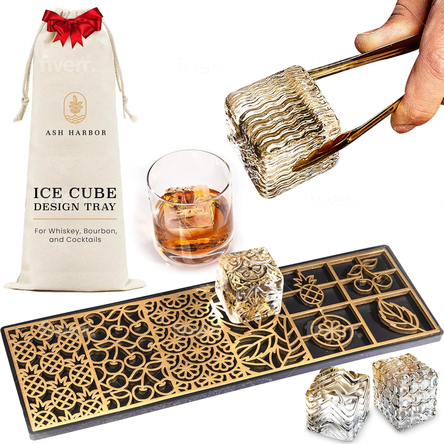 Clear Ice Cube Tray – Botanical-Shaped Aluminum Mold for Bourbon and ...