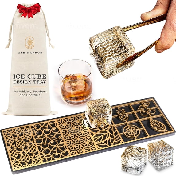 Clear Ice Cube Tray – Botanical-Shaped Aluminum Mold for Bourbon and ...