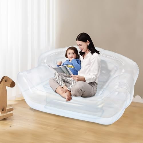 Clear Inflatable Sofa, Portable Inflatable Couch Inflatable Double Person Sofa Folding Blow up ...
