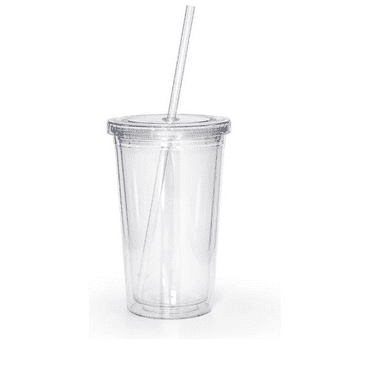 1 Pcs Clear Acrylic Tumblers with Lids and Straw,20 oz Double Wall ...