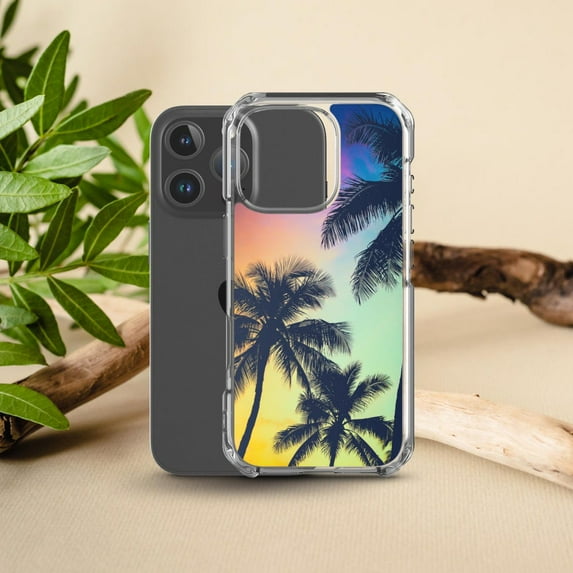 Clear Island Vibe Palm Tree Sunset Themed Phone Case 17 16 15 14 13 12 ...