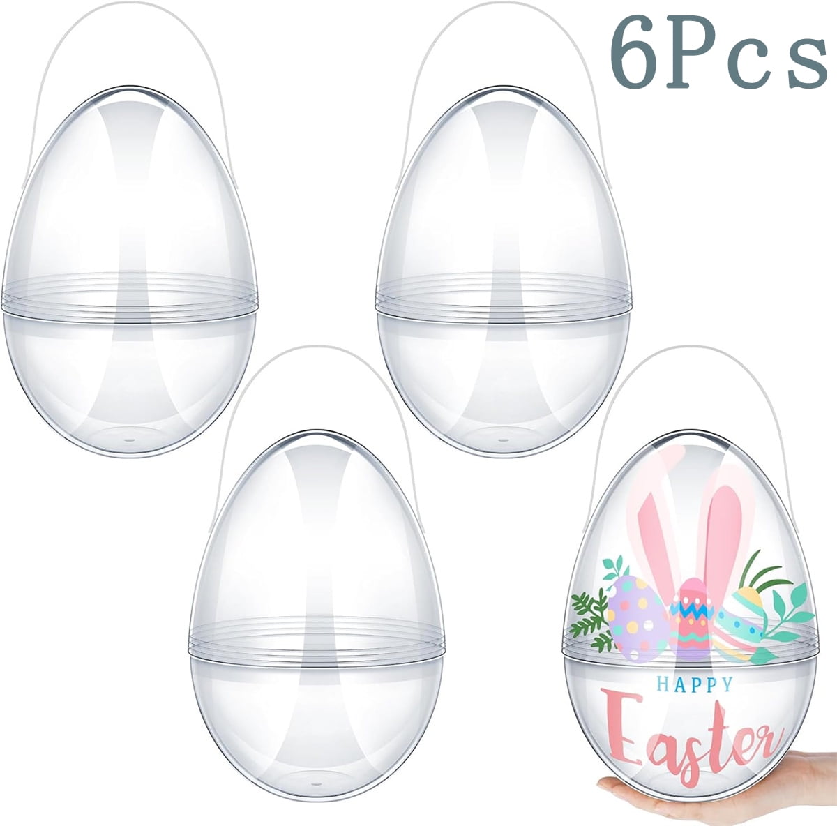Clear Jumbo Easter Eggs,Tutuviw 6 Pcs 8 Inche Plastic Giant Easter ...