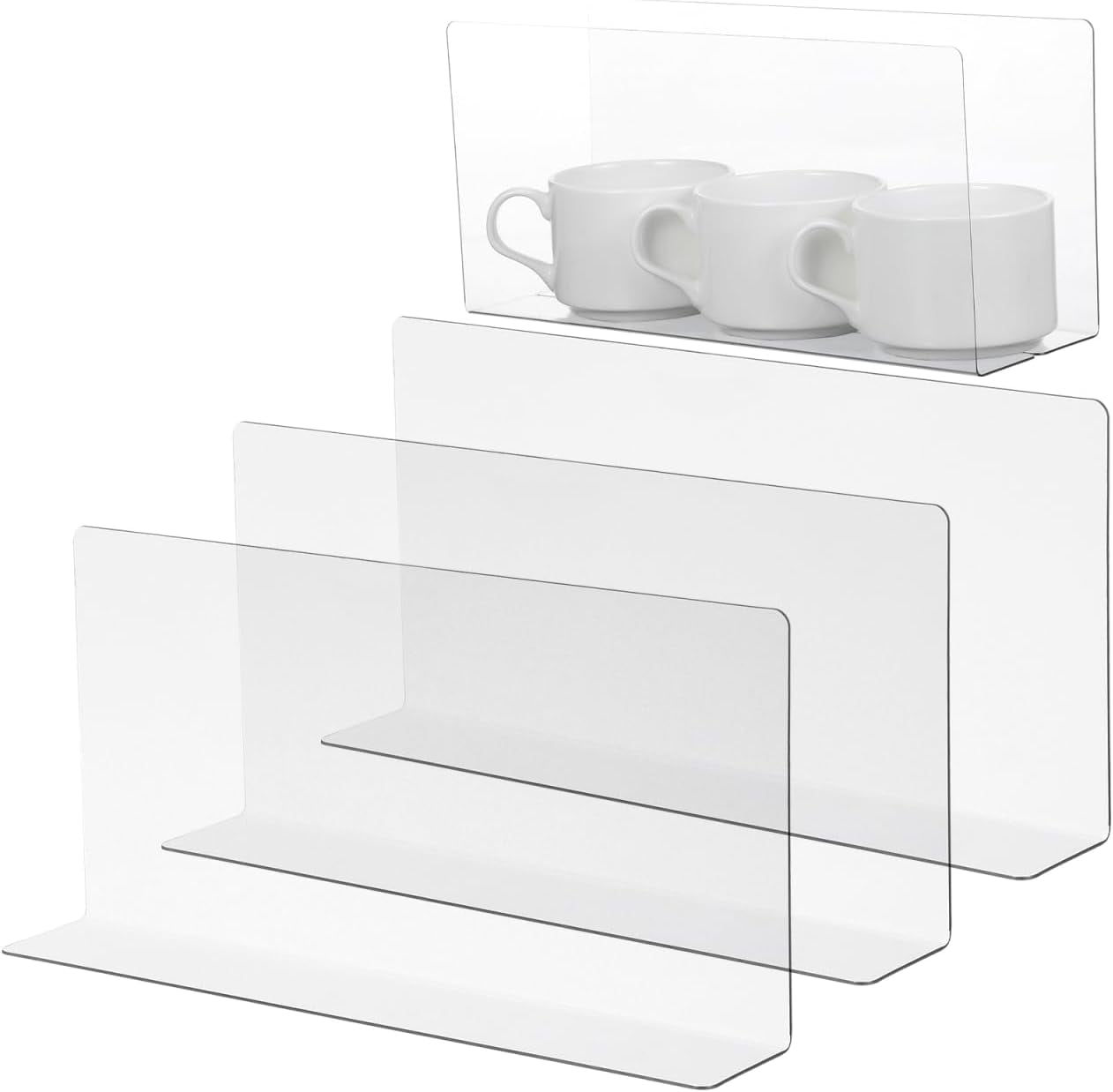 Clear L-Shaped Plastic Shelf Dividers 9.84 Inch PVC Separators for Home ...