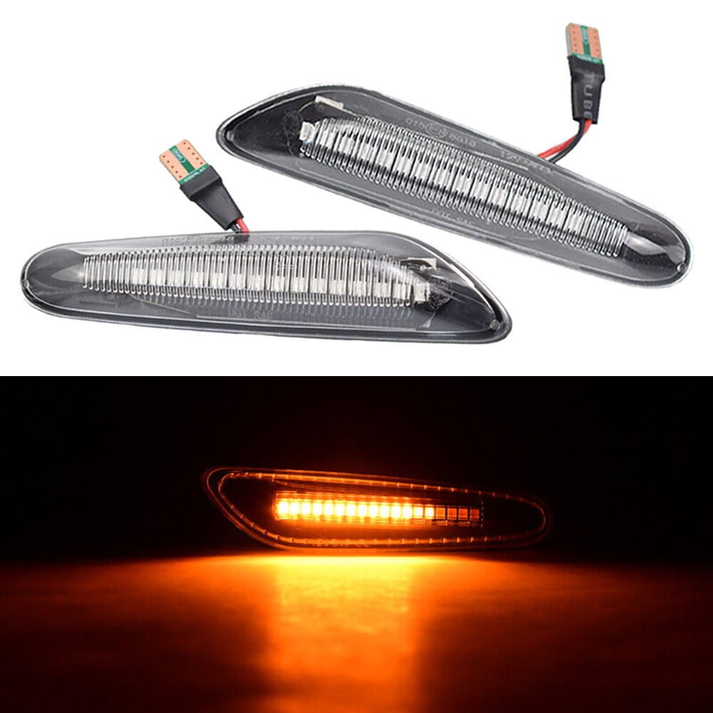 Clear LED Dynamic Turn Signal Light Side Indicator For BMW E90 E91 E92 ...