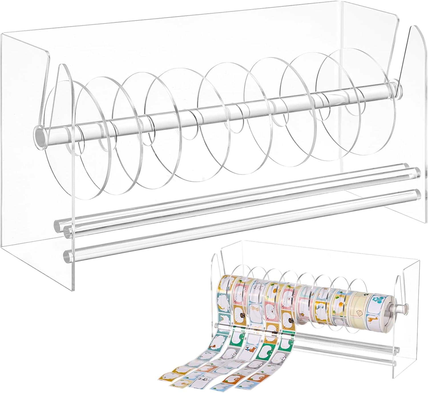 Clear Label Roll Holder, Transparent Acrylic Tape Dispenser, Adjustable ...