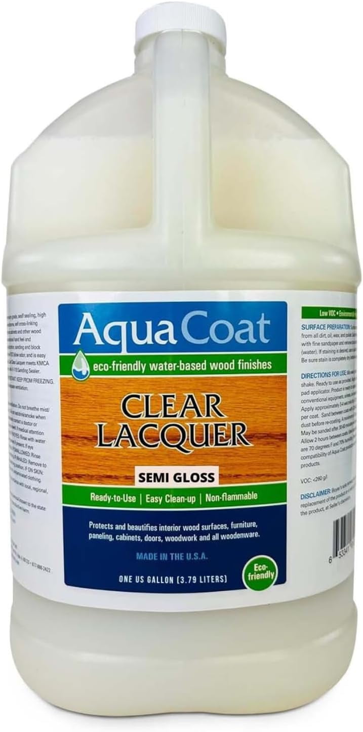 Clear Lacquer, Water-Based Wood Finish, Semi-Gloss, Gallon, Self-Cross ...