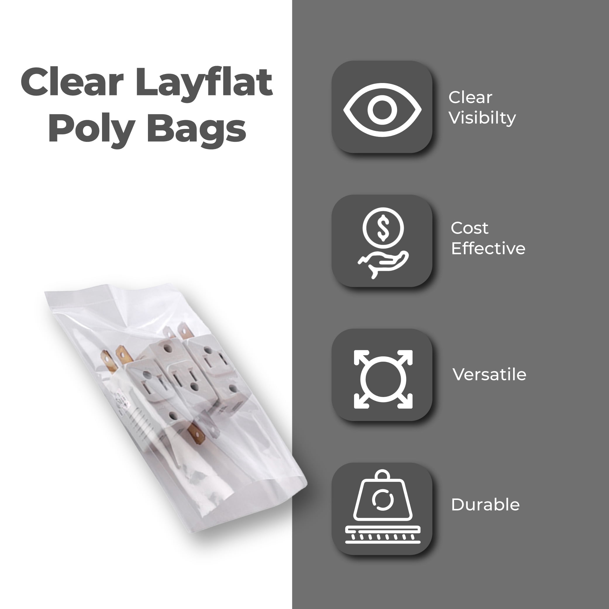 Clear Layflat Poly Bags 3 Mil, 5x8 Inch 1000/Case Plastic Baggies ...