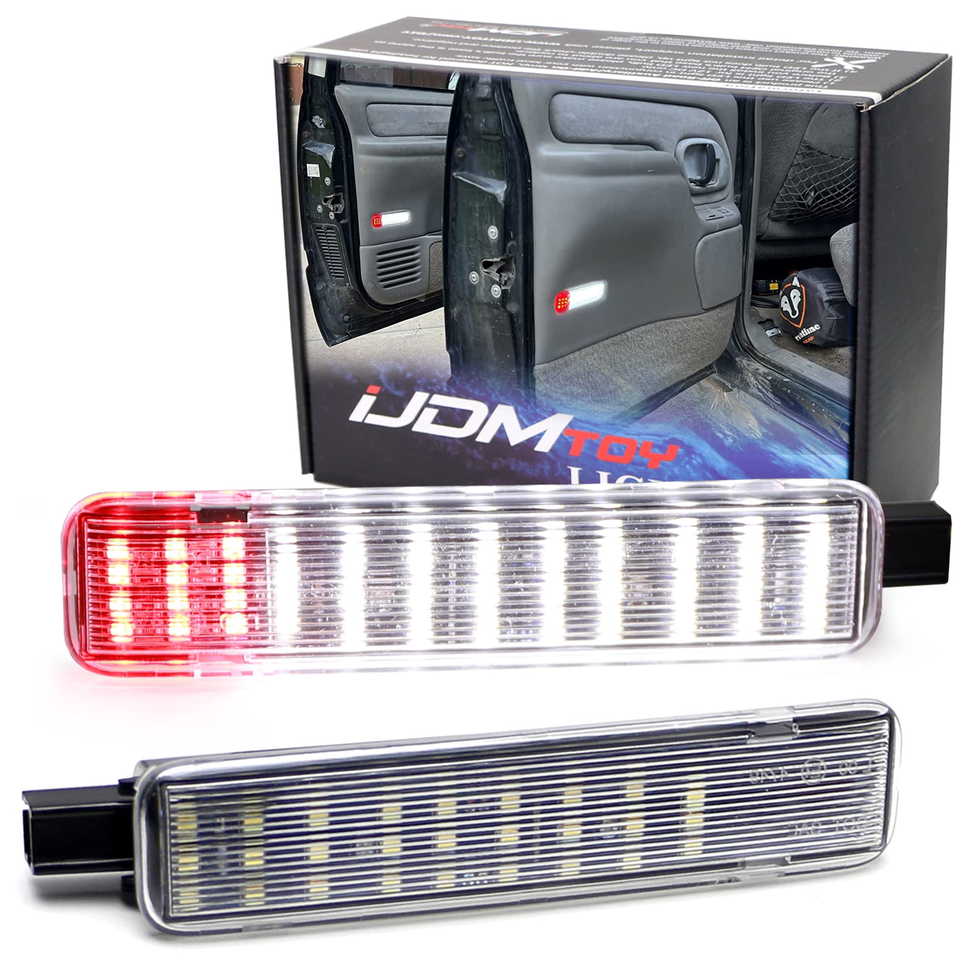 Clear Lens 36-LED Red/White Side Door Courtesy Light Assemblies For GM ...