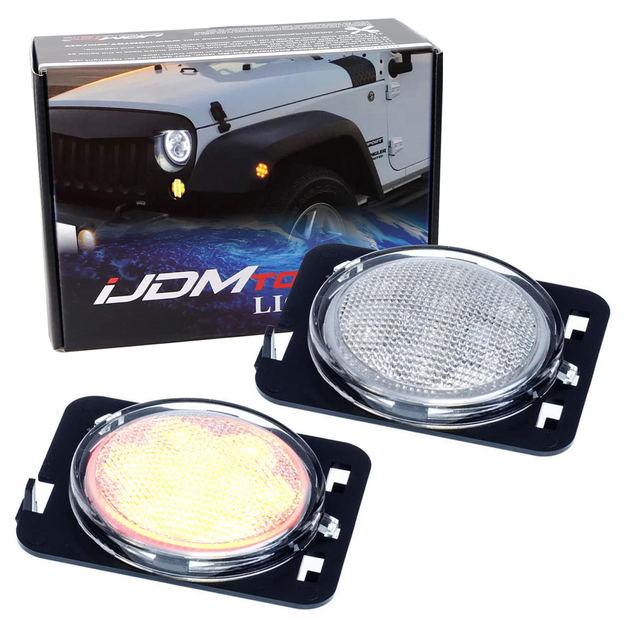 Clear Lens Amber Full LED Front Fender Flare Side Marker Light Kit For ...