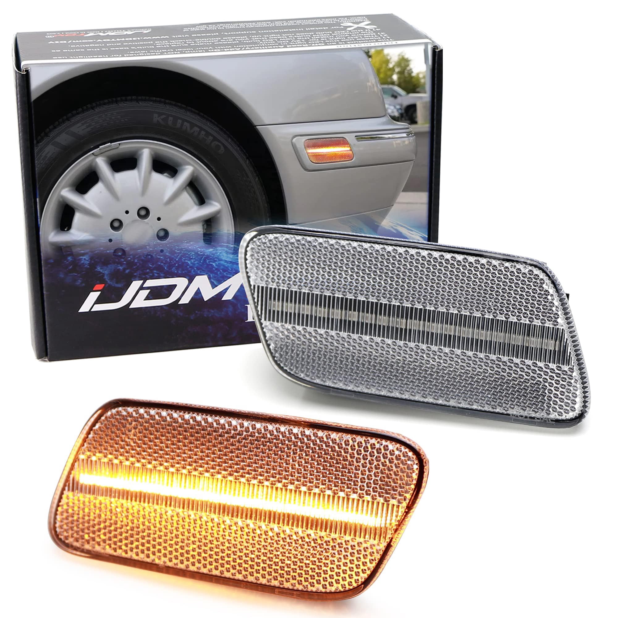 Clear Lens Amber Full LED Strip Front Side Marker Light Assembly For ...