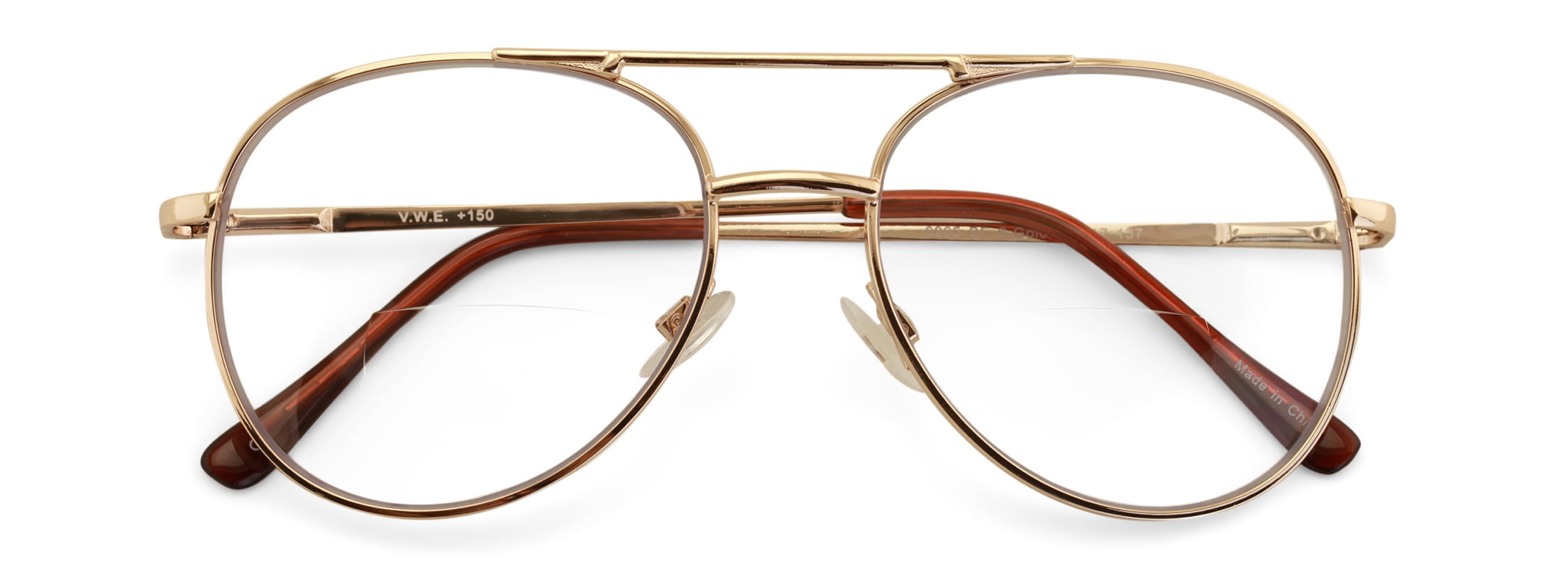 Clear Lens Bifocal Classic Metal Reading Glasses - Spring Hinge Tear ...