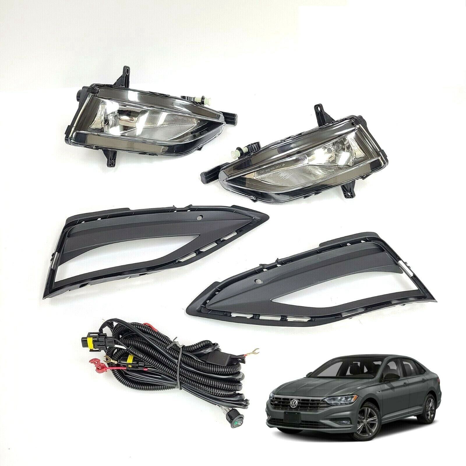 Clear Lens Fog Lights Kit for 2019-2021 Volkswagen VW Jetta with Switch ...