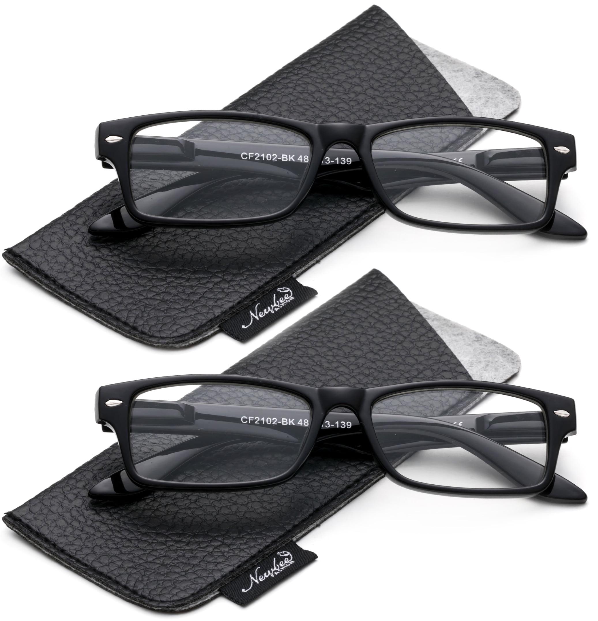 Clear Lens Glasses Black Frame Spring Hinged Rectangular Glasses Frame ...