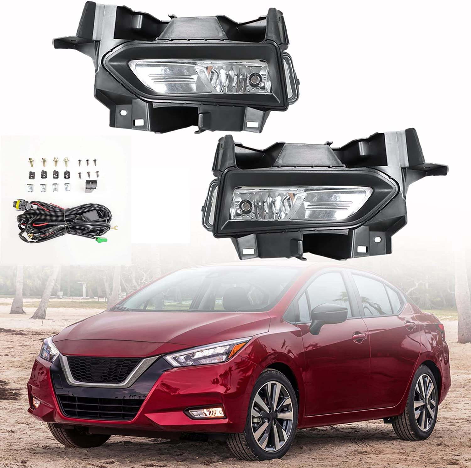 Clear Lens Halogen Fog Lights Kit for 2020-2022 Nissan Versa with ...