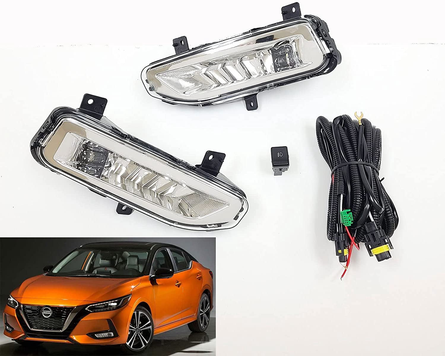 Clear Lens LED Fog Light Set for 2020 2021 Nissan Sentra Sedan with ...