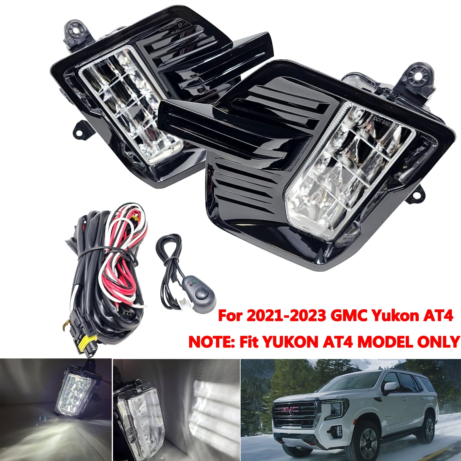 Clear Lens LED Fog Lights Set For GMC Yukon AT4 2021 2022 2023 with ...