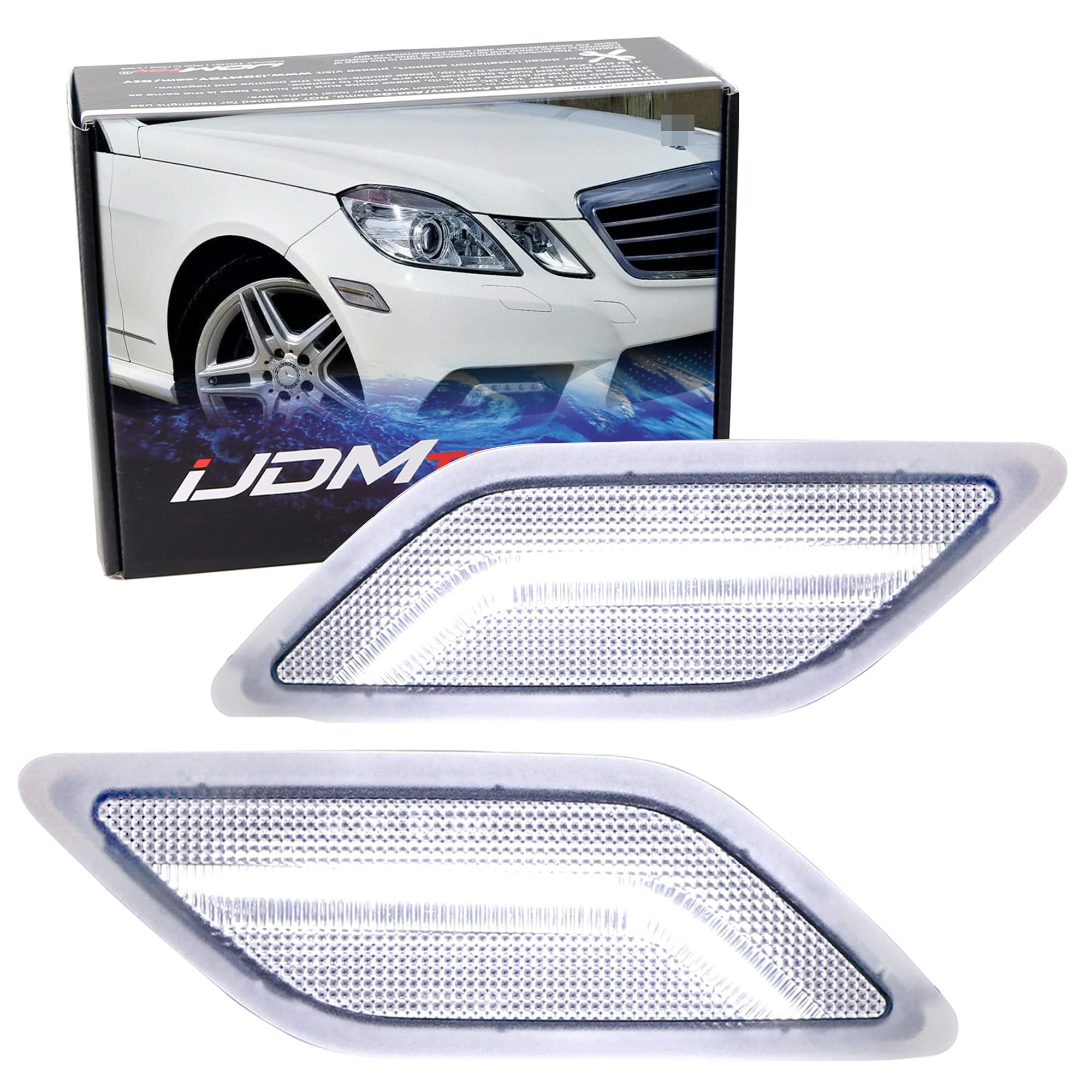 Clear Lens White Full LED Strip Front Bumper Side Marker Lights For ...