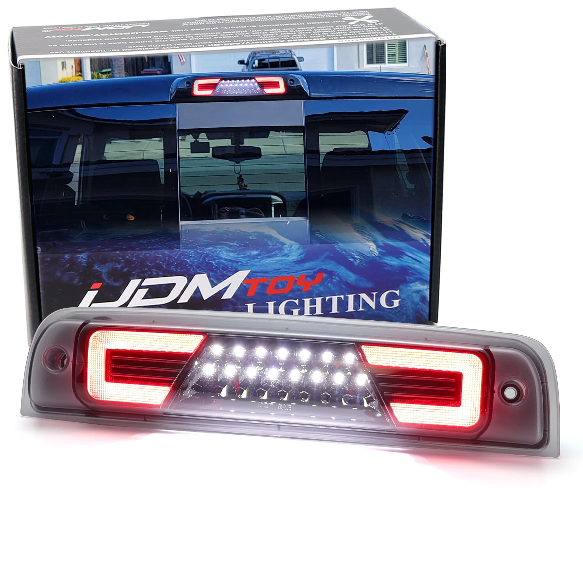 Clear Lens w/Black Interior C-Shape Ring Full LED High Mount Third Brake/Clearance Light ...