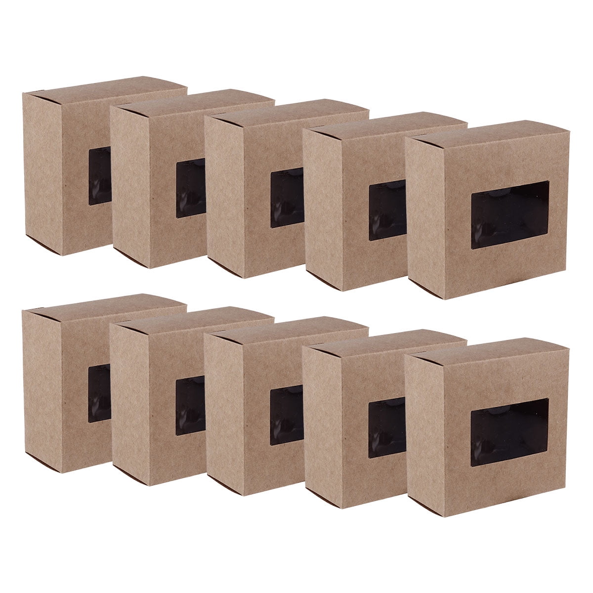 HOMEMAXS 10pcs Brown Paper Boxes with Transparent Lid for Gift Easy ...