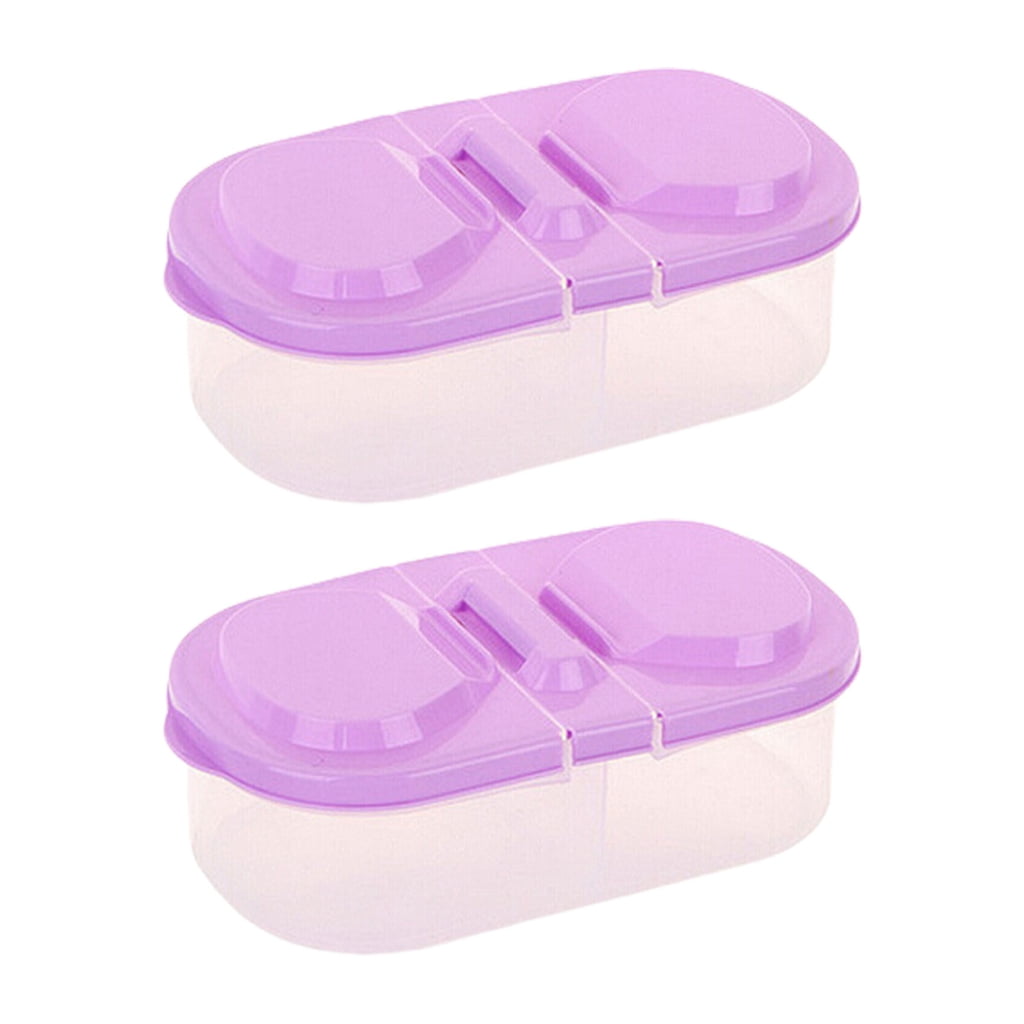 Clear Lid Double Compartment Food Storage Container Plastic Snacks ...