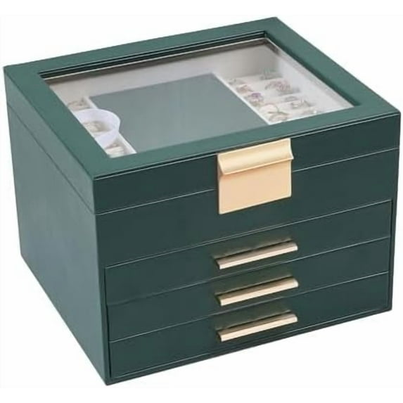 Clear Lid Jewelry Box,4 Layers Jewelry Organizer Large Jewelry Storage ...