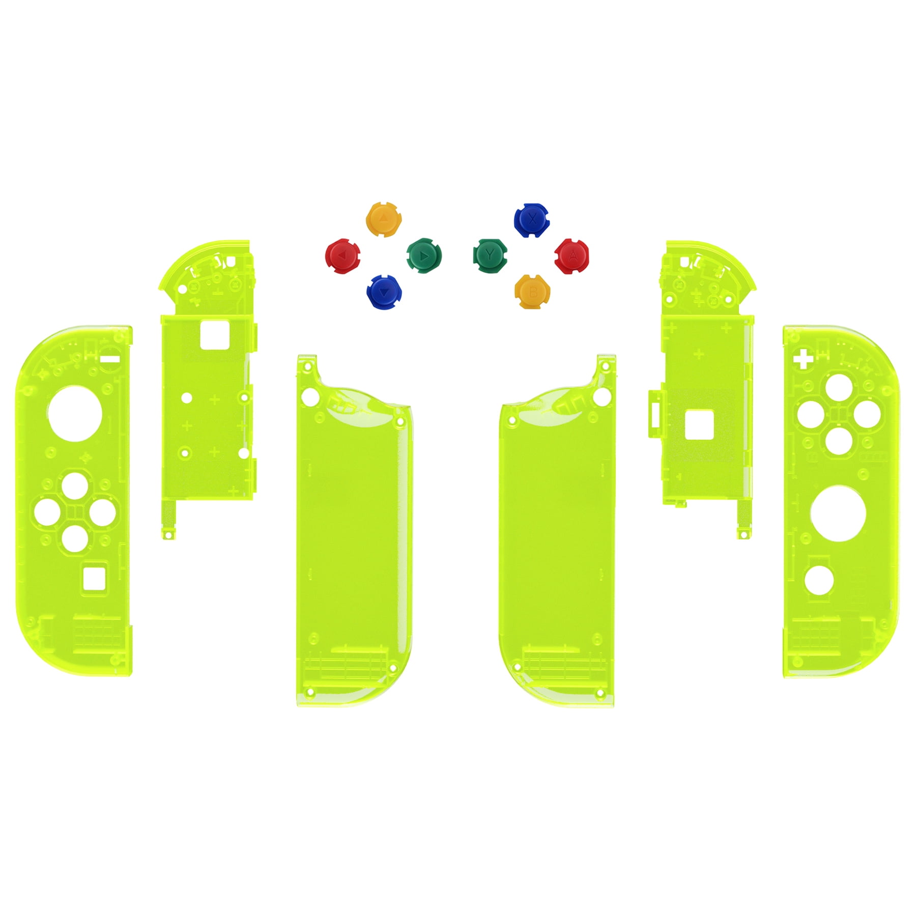 Nintendo Switch Joycon Clear Lime Green Housing with Colorful Buttons ...