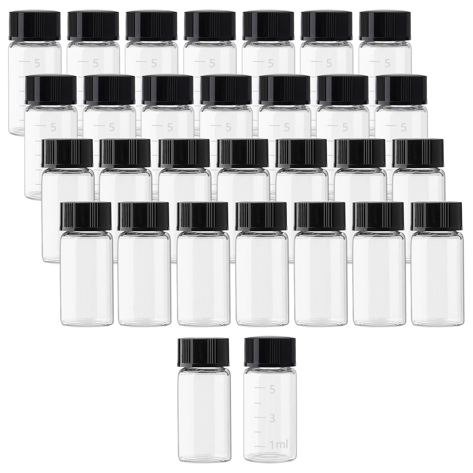Clear Liquid Sampling Sample Glass Bottles Vials with Graduation Black ...