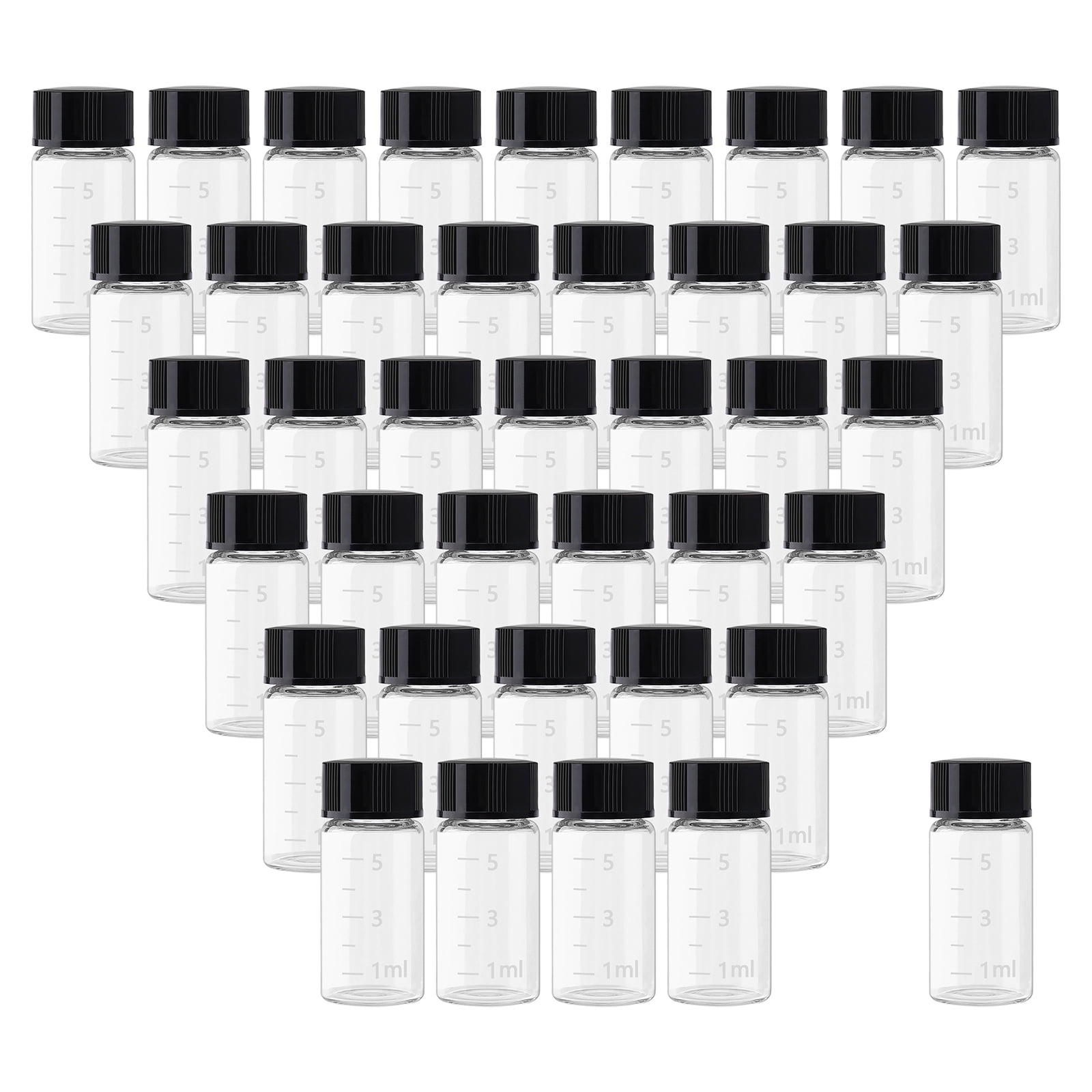 Clear Liquid Sampling Sample Scale Black Screwcap Glass Bottles Vials ...
