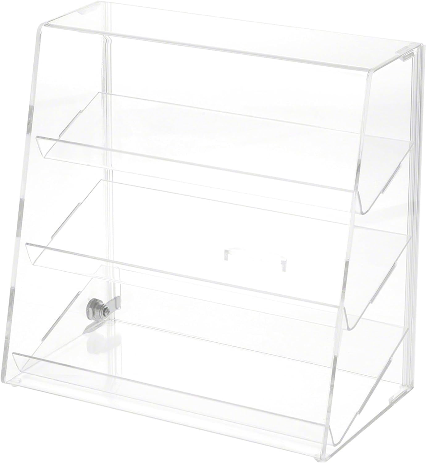 Clear Locking Display Case with Slanted Front and Sliding Back, 3 ...