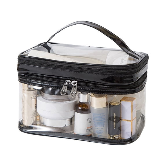 Clear Makeup Bag Double Layer Cosmetic Organizer, Transparent PVC ...