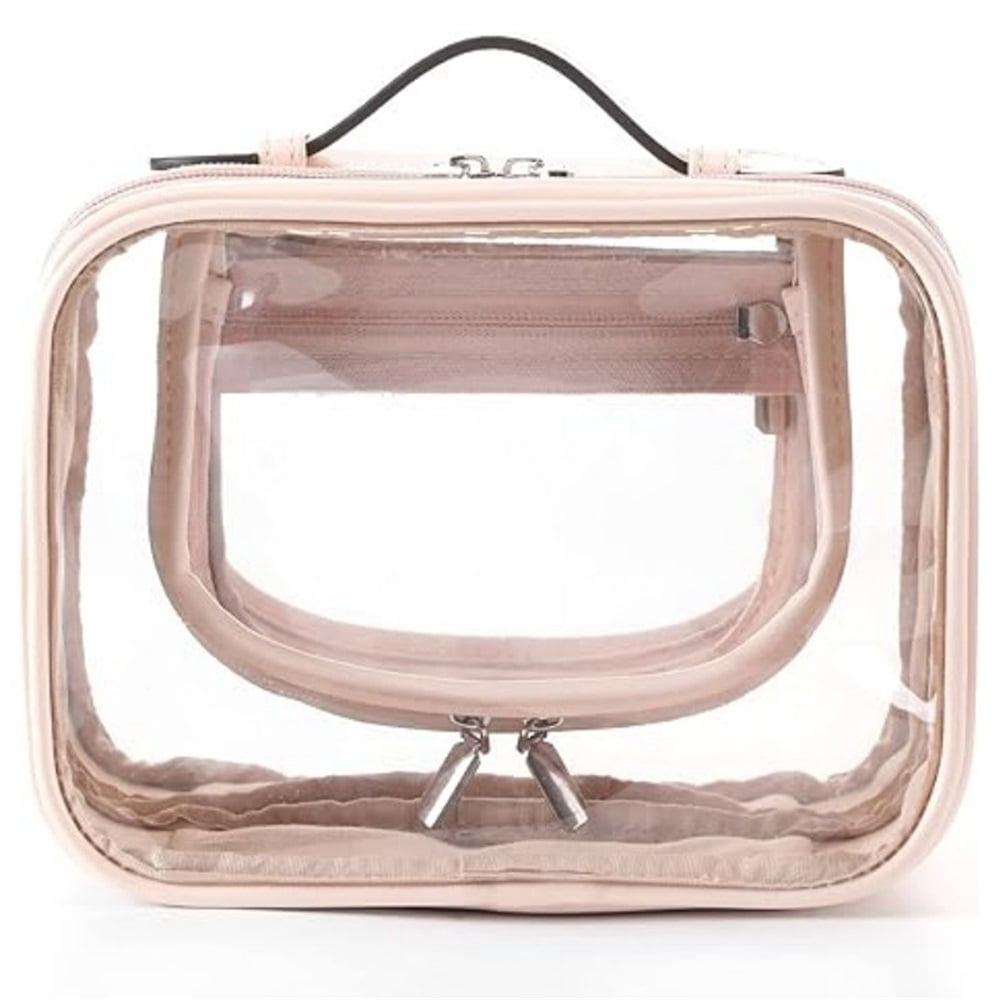 Clear Makeup Bag, Travel Toiletry Bag for Women, Leather Travel ...