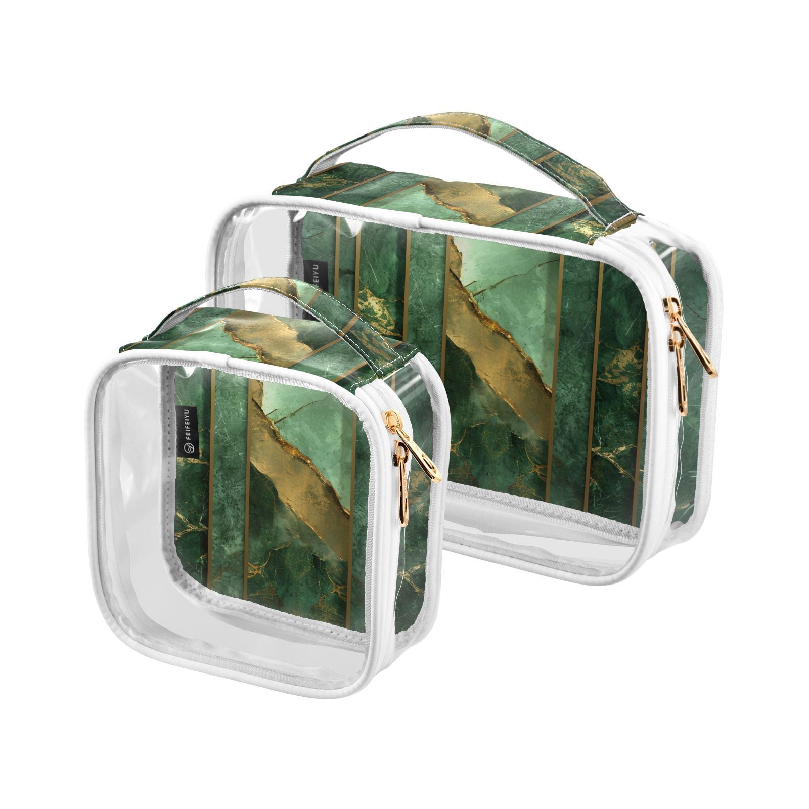 Clear Makeup Bags with Handle Large Opening 2 Pack Set Toiletry Bag ...